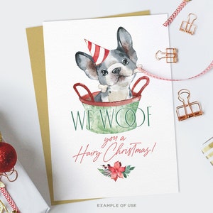 Puppies Christmas. Watercolor Little Animal Clipart, Frenchies, French ...