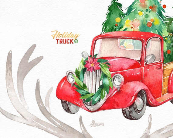 Vintage Truck Christmas Clip Art