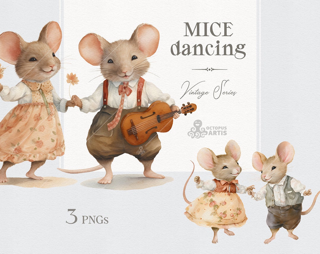Mice Dancing - Vintage. Animal Clipart, Mouse, Dance, Birthday ...
