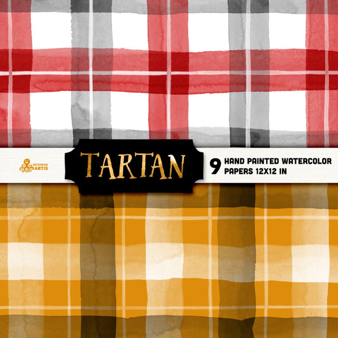 Tartan. 9 Watercolor Papers. Buffalo Plaid Scottish Brush | Etsy