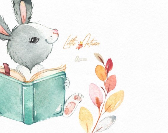 Bunny Reading A Book Clipart