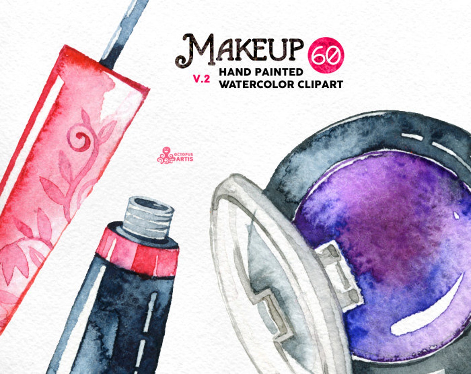 Makeup Watercolor V2. 60 Hand Painted Clipart Diy Elements - Etsy