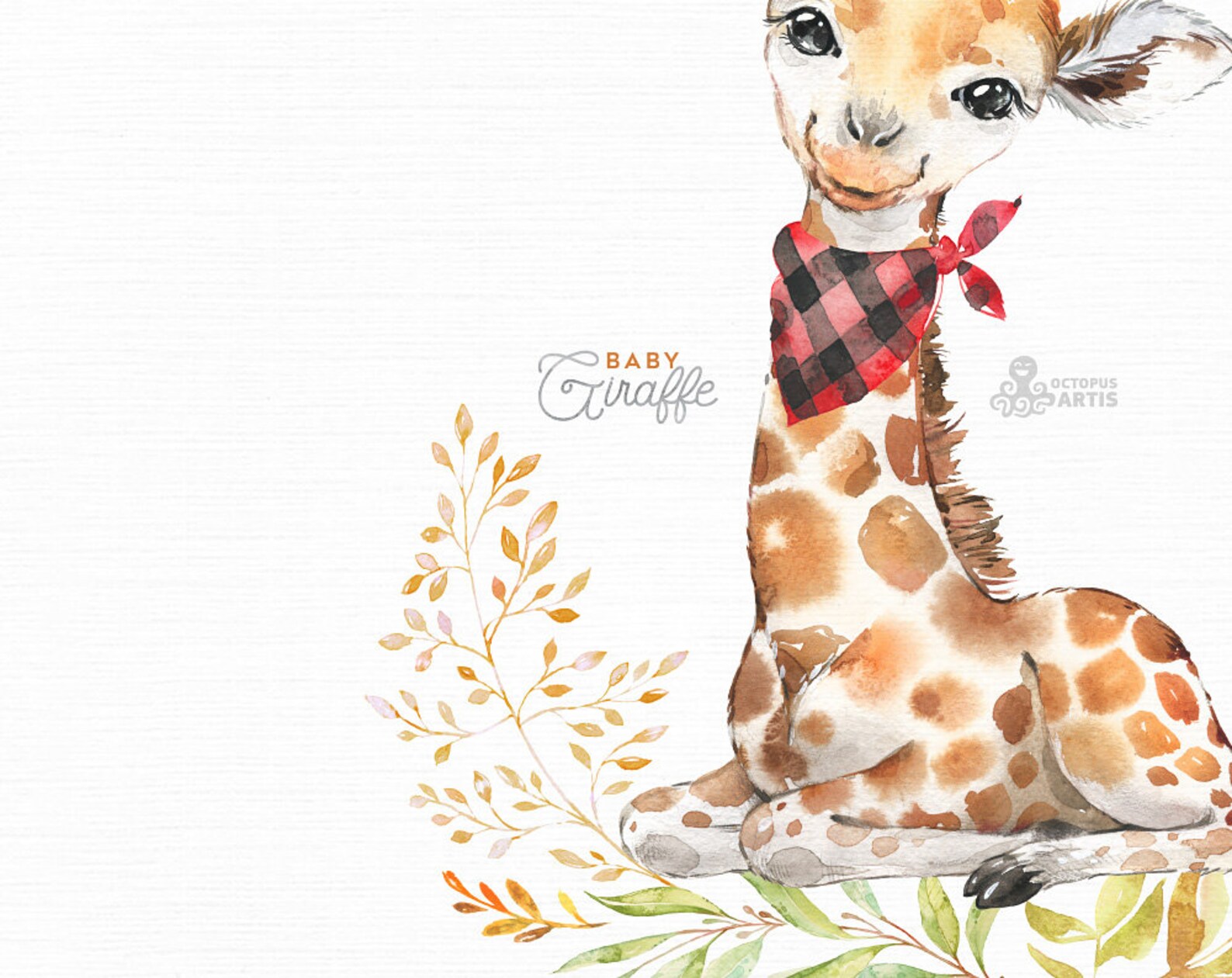 Baby Giraffe. Watercolor little animal clipart babies | Etsy