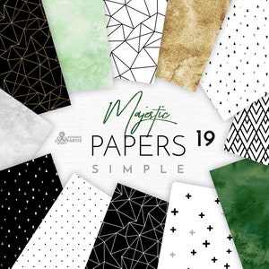 Majestic Simple 19 Digital Papers and Seamless Patterns. Watercolor ...
