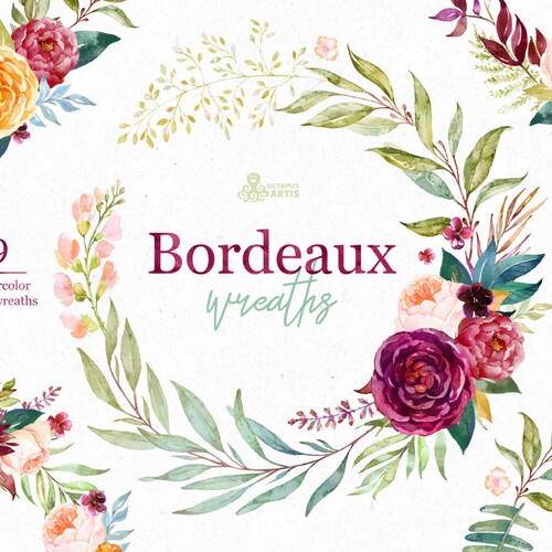 Watercolor Boho Clipart. Flowers Wreath and Bouquets. Wedding | Etsy UK