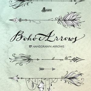 Boho Arrows. 17 Hand Drawn Clipart. Tribal, Native Diy Elements, Logo ...