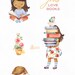 Girls Love Books Watercolor Clipart, Reading, Flowers, Outdoor, Florals ...