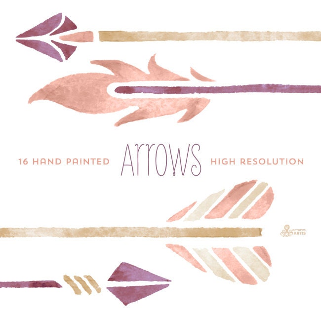 Hand Painted Arrows Watercolour 16 Clipart. Tribal Native Diy - Etsy