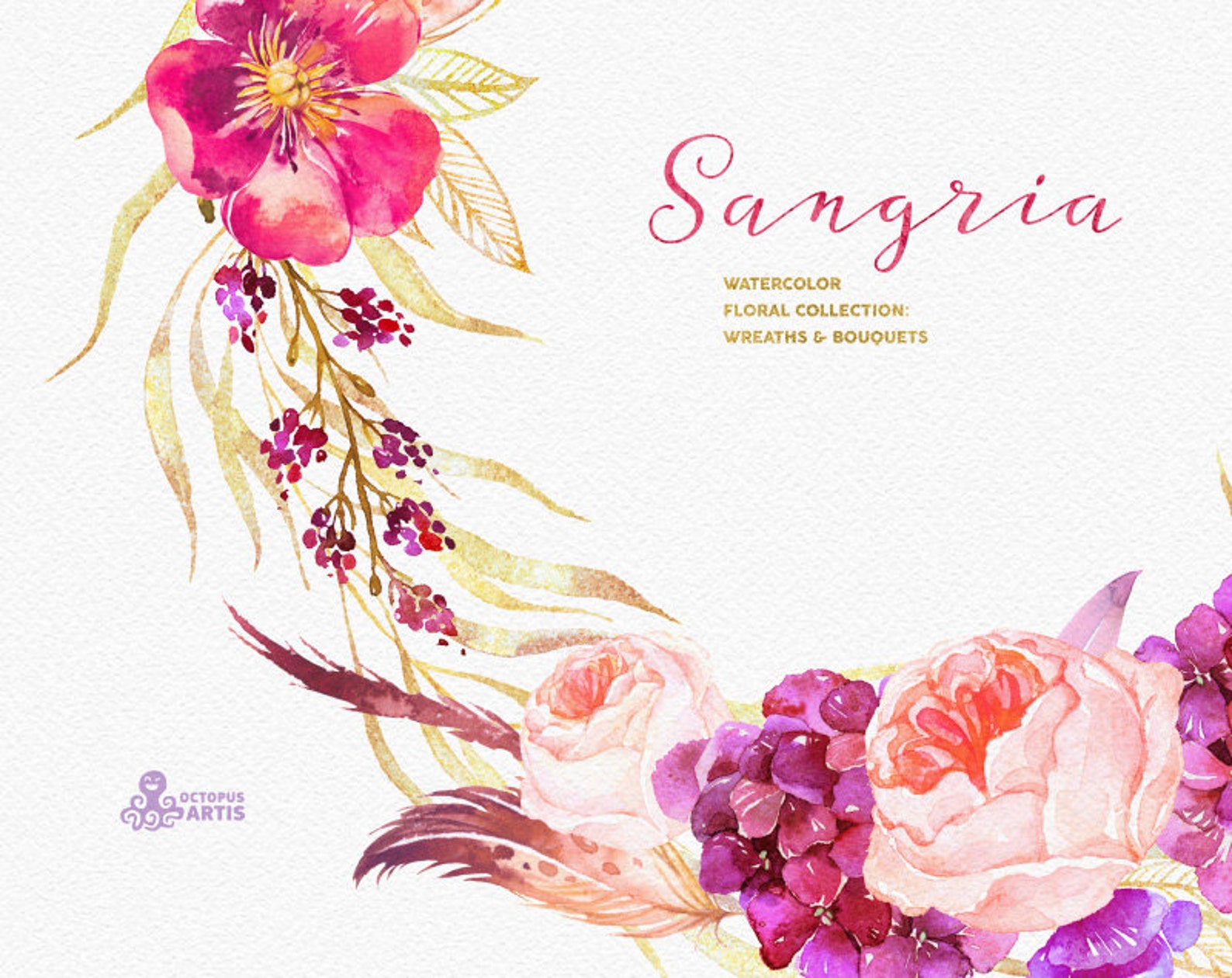 Sangria. Burgundy and Gold Floral Wreaths and Bouquets - Etsy