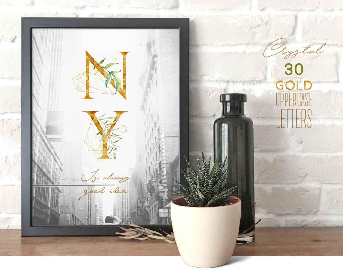 Crystal. Letters. Watercolor Floral & Alphabet Pre-made | Etsy