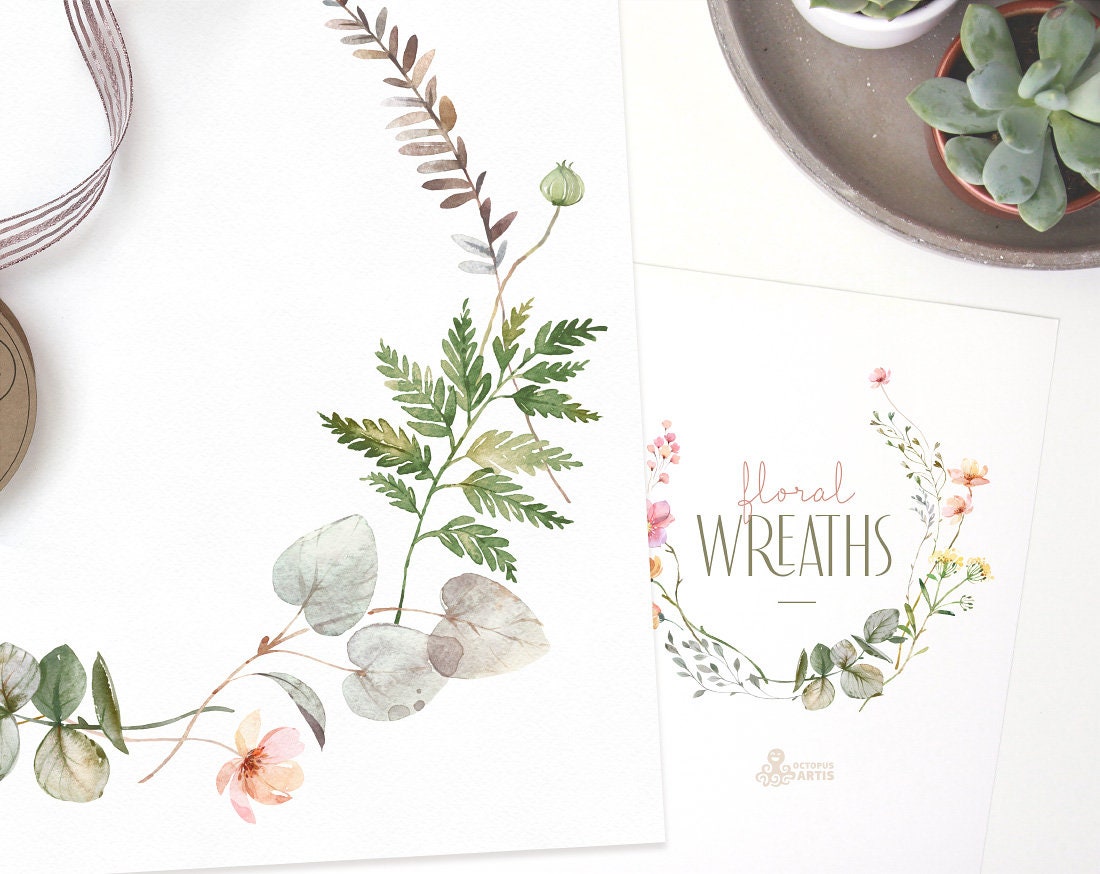 Floral Treasure. Watercolor Flowers Wreaths Wildflowers - Etsy