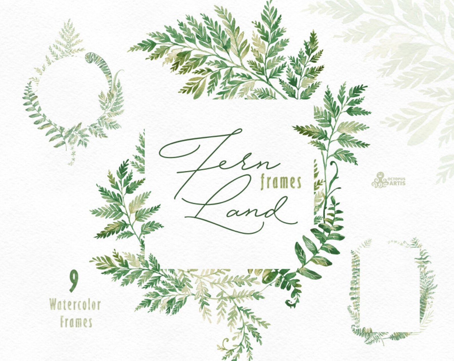 Fernland. Frames. Watercolor Floral Clipart Ferns Leaves - Etsy