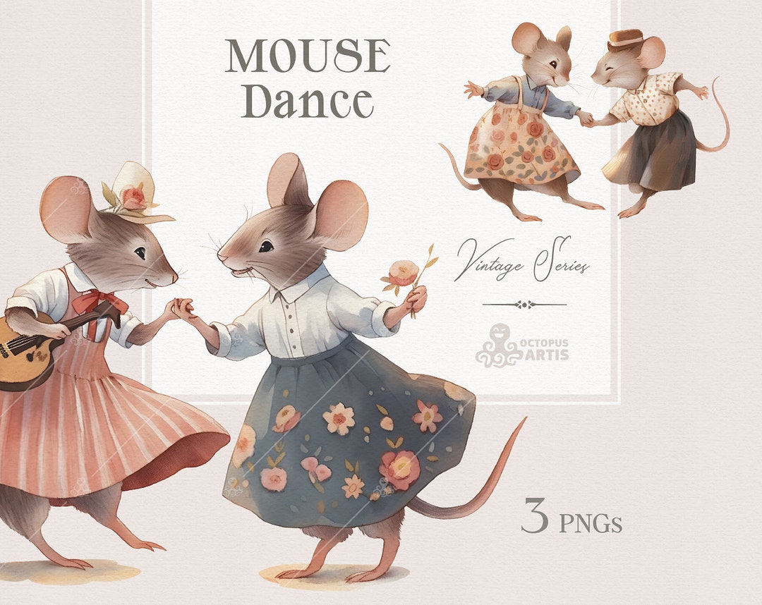 Mouse Dance - Vintage. Animal Clipart, Dancing, Birthday, Printable ...