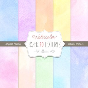 Watercolor Textures: 10 Watercolors Digital Papers Pack. Handmade ...