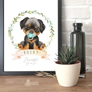 Rottweiler. Watercolor Little Animal Clipart, Portrait, Puppy, Doggie ...