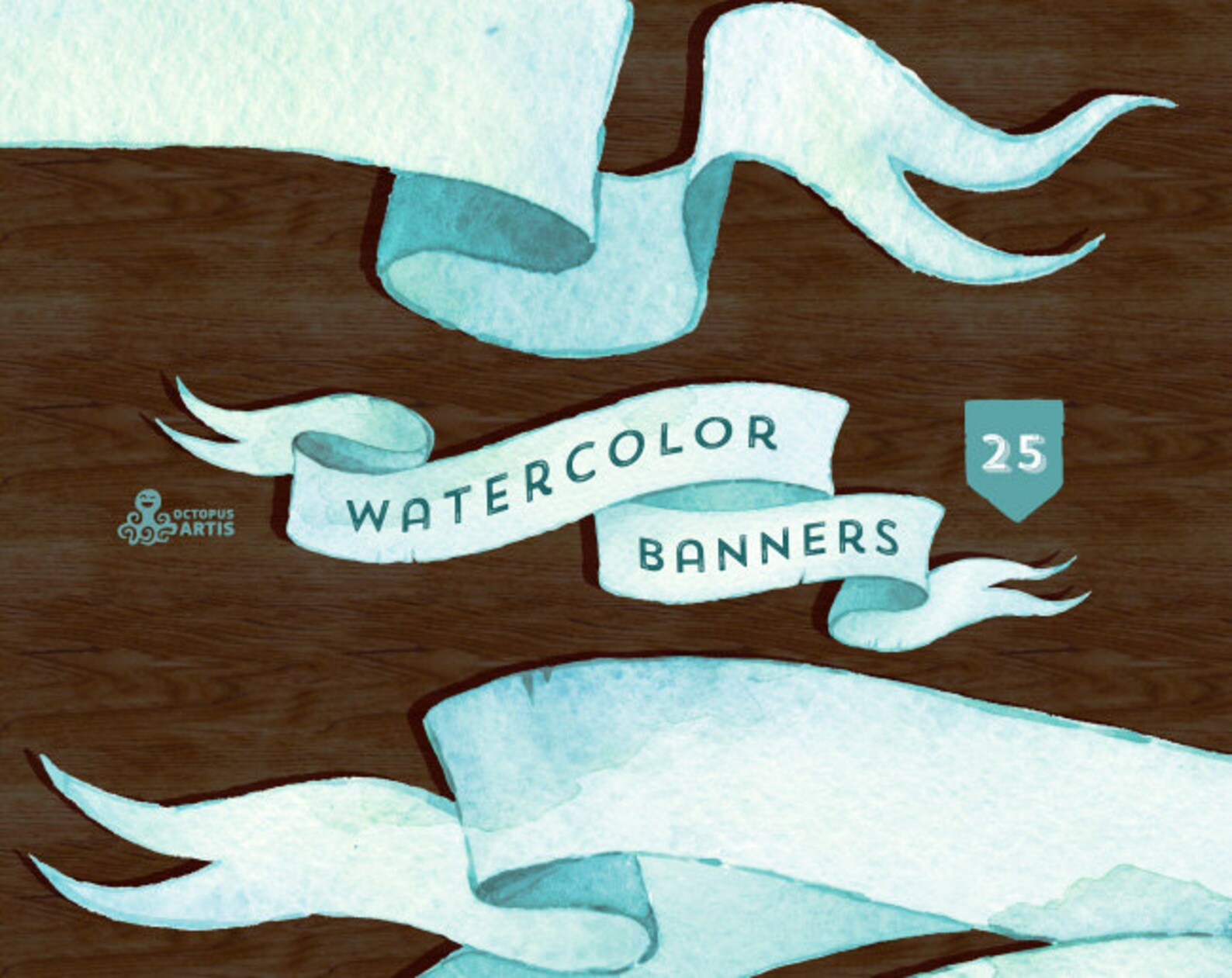 Watercolor Banners Ribbons Clipart: 25 Digital Files. Light - Etsy