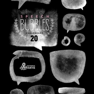 Speech Bubbles Chalkboard: 20 Digital Files. Handmade, Chalkboard ...