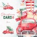 Christmas Cars 3. Watercolor Holiday Clipart Vintage Retro | Etsy