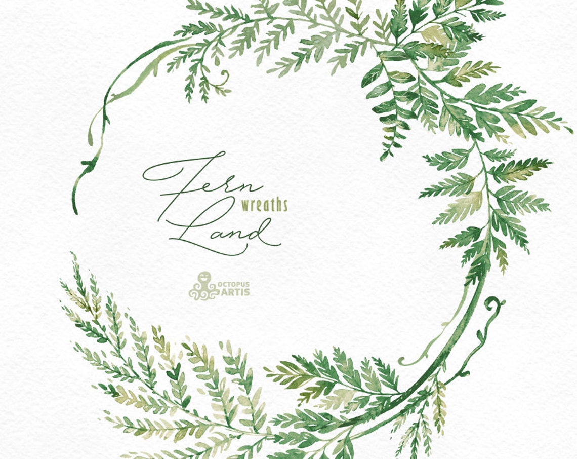 Fernland. Wreaths. Watercolor Floral Clipart Ferns Leaves - Etsy
