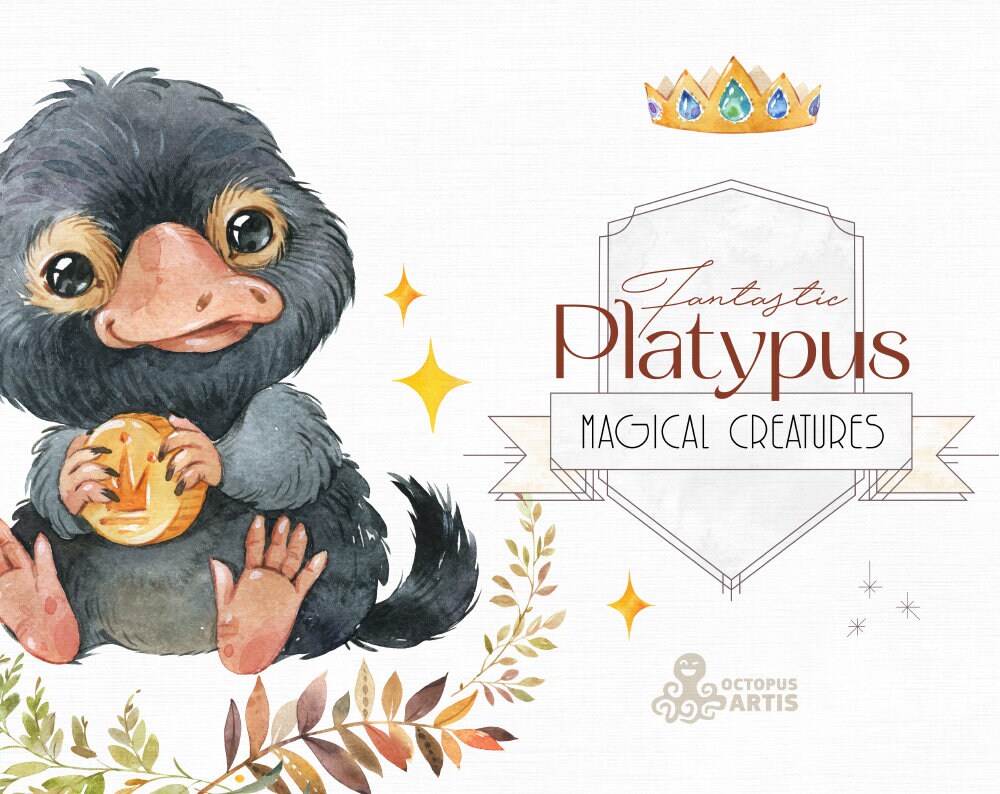 Fantastic Platypus. Watercolor Magical Creatures Clipart - Etsy
