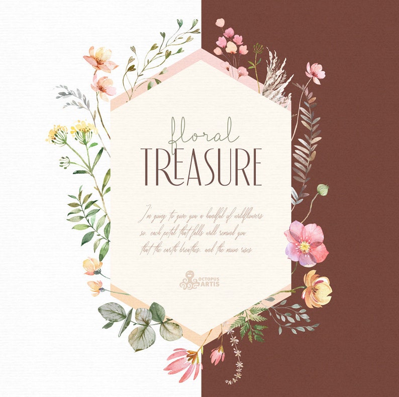 Floral Treasure. Watercolor Flowers Frames Wildflowers - Etsy