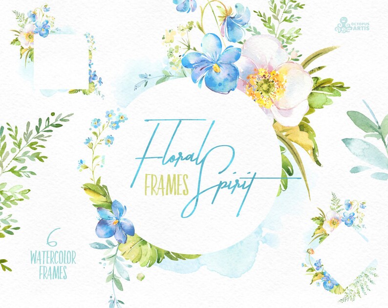 Floral Spirit. Frames. Watercolor Floral Clipart Pre-made - Etsy