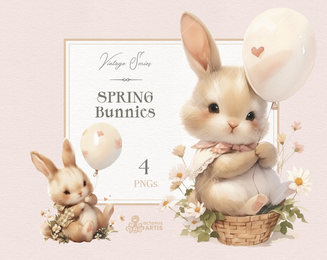 Spring Bunnies - Vintage. Animal Clipart, Spring Easter, Rabbit Peter ...