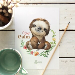 Baby Sloth. Watercolor Little Animals Clipart, Portrait, Wreath ...