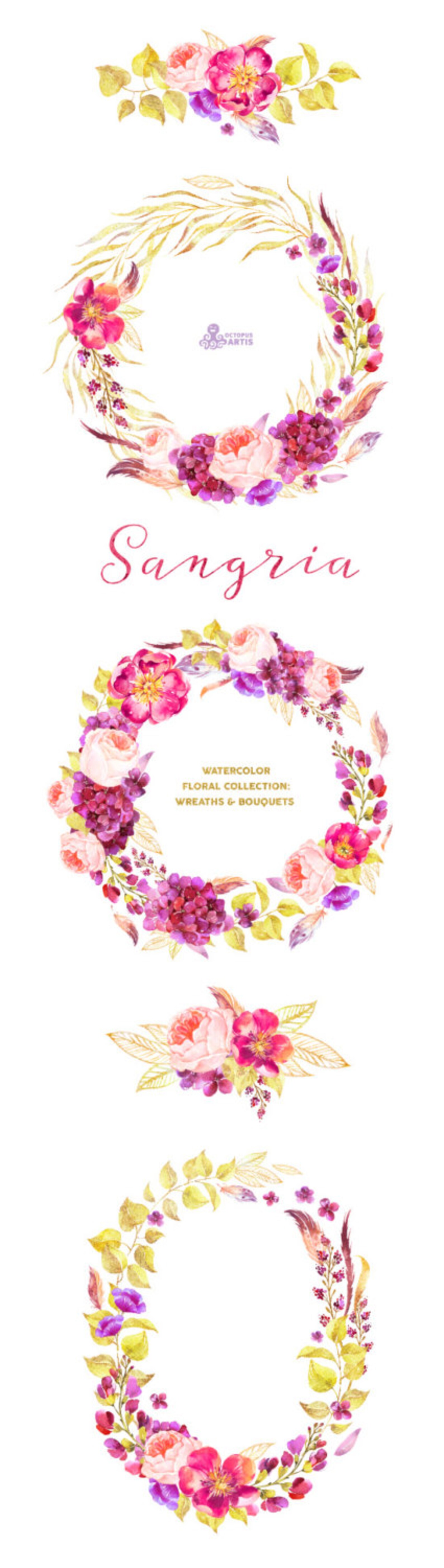 Sangria. Burgundy and Gold Floral Wreaths and Bouquets - Etsy
