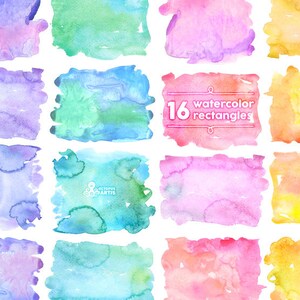 Watercolor Rectangles Clipart: 16 Digital Files. Hand Painted, Brush ...