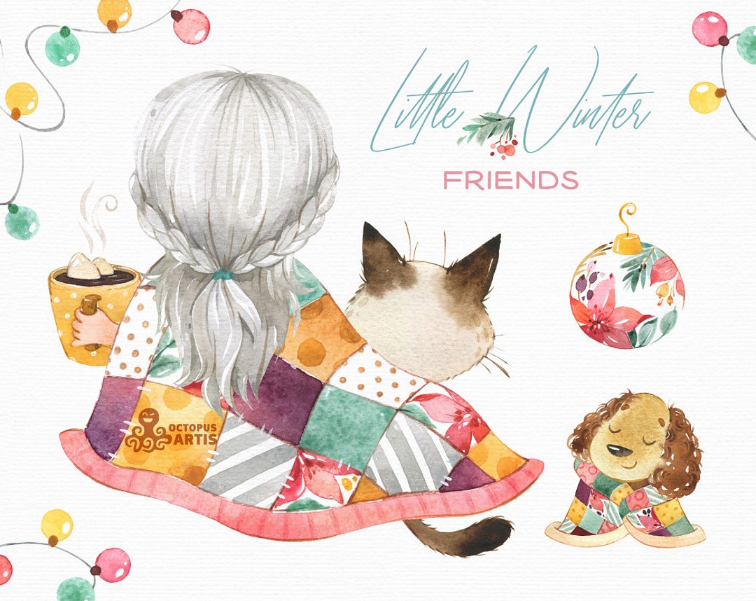 Little Winter. Friends. Watercolor Christmas Clipart Girls - Etsy UK