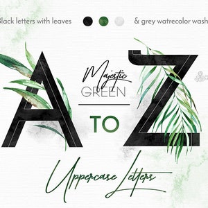 Majestic Green. Black Alphabet. 35 Uppercase Letters Designs ...