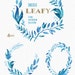 Leafy Indigo. Watercolor Floral Wreaths, Branches, Leaves, Frames, Blue ...