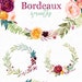 Bordeaux. Wreaths Watercolor Floral Clipart Burgundy - Etsy