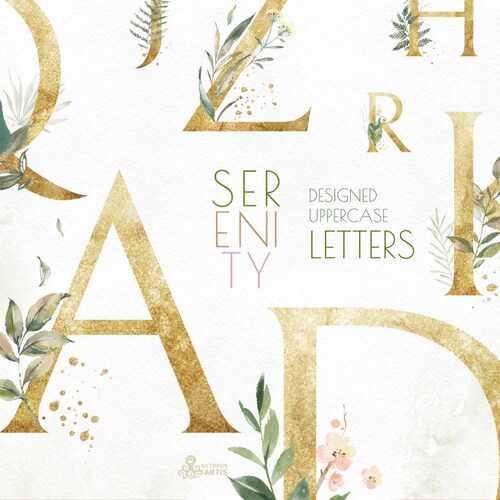 Eucalyptus Letters. Watercolor Floral Alphabet Clipart Leaf - Etsy