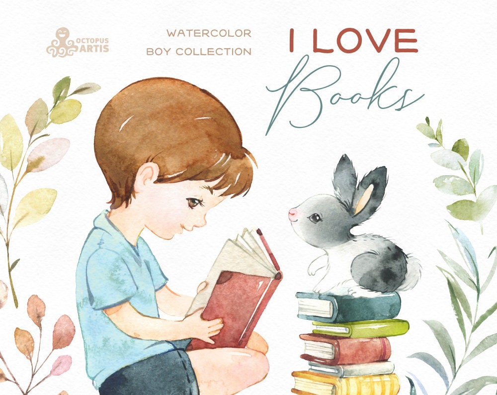 Bunny Reading A Book Clipart