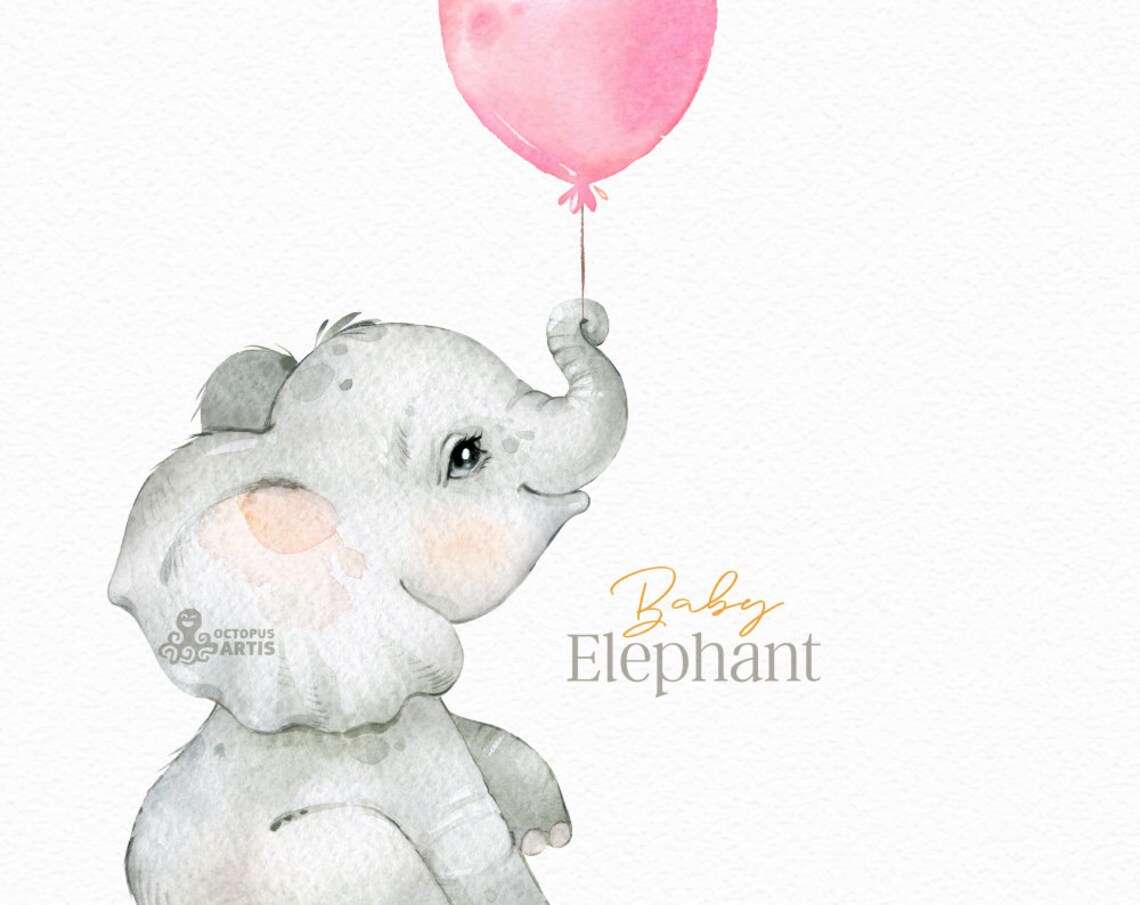 Baby Elephant. Watercolor Little Animal Clipart Babies - Etsy