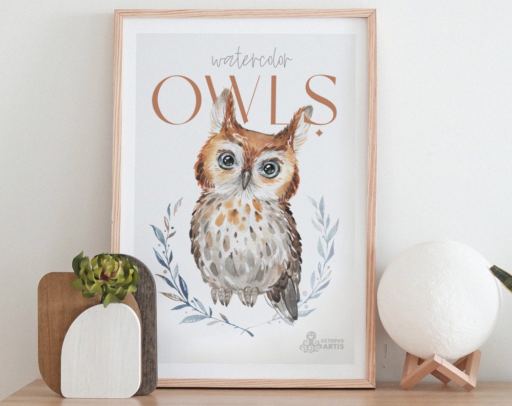 Owls. Watercolor Animals Clipart Woodland Birds Forest - Etsy