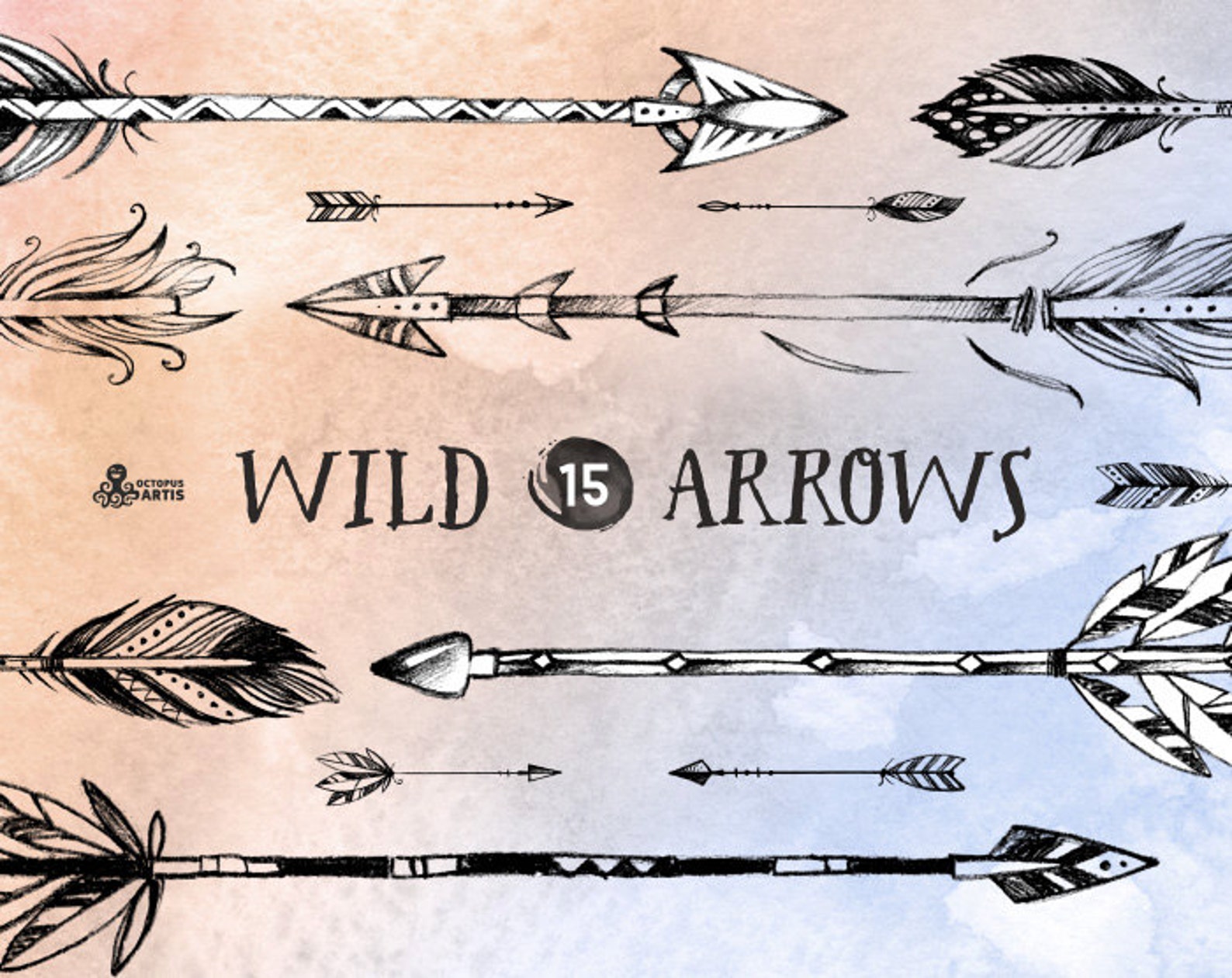 Wild Arrows. 15 Hand Drawn Clipart. Tribal Native Diy - Etsy