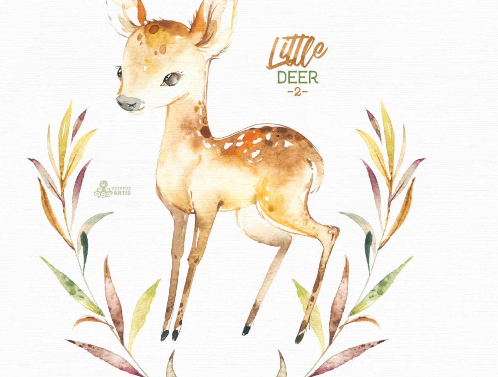 Little Deer 2. Watercolor Animal Clipart Floral Wreath Roe - Etsy