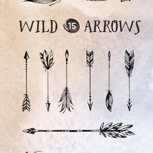 Wild Arrows. 15 Hand Drawn Clipart. Tribal, Native Diy Elements, Logo ...
