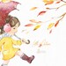 Little Autumn. Watercolor Clipart, Cute Girl, Fall, Flowers, Outdoor ...