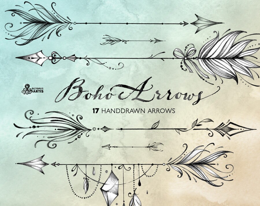 Boho Arrows. 17 Hand Drawn Clipart. Tribal Native Diy - Etsy