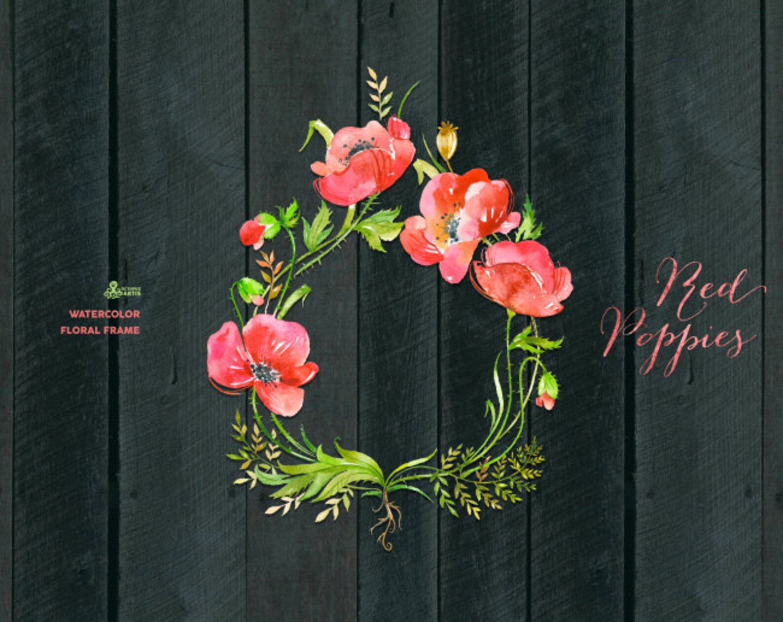 Red Poppies Frame. Handpainted Watercolor Poppy Wreath - Etsy