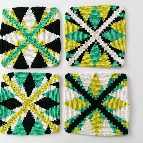 Tapestry Crochet Pattern Coaster Sunburst by Atelier Sopra - Etsy