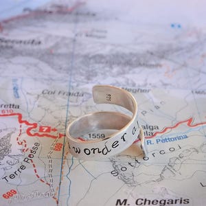 Wander Often Wonder Always Wrap Ring - Adjustable Sterling Silver Ring ...