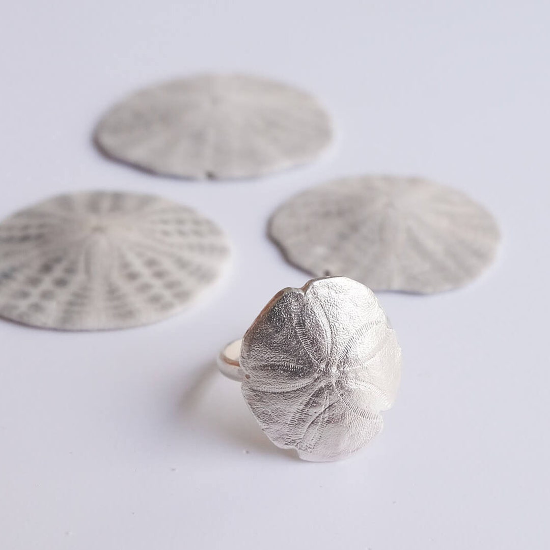 Sterling Silver Sand Dollar Ring - Adjustable Ocean Inspired Ring - Etsy
