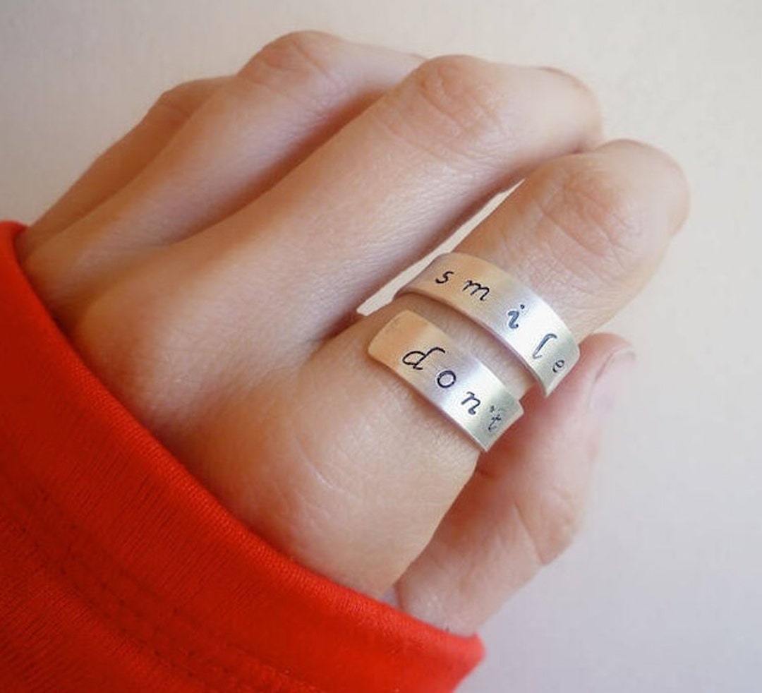 Don't Forget to Smile Wrap Ring - Adjustable Sterling Silver Ring - Etsy