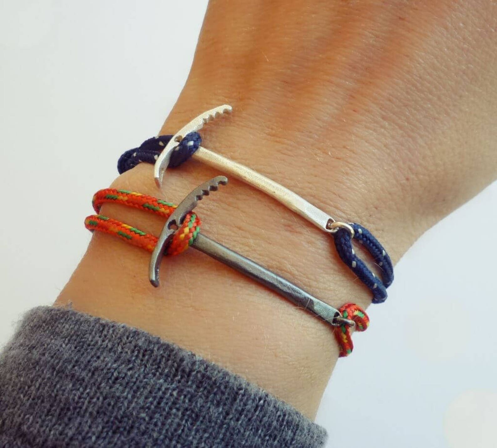 Sterling Silver Ice Axe Bracelet With Paracord Handmade - Etsy