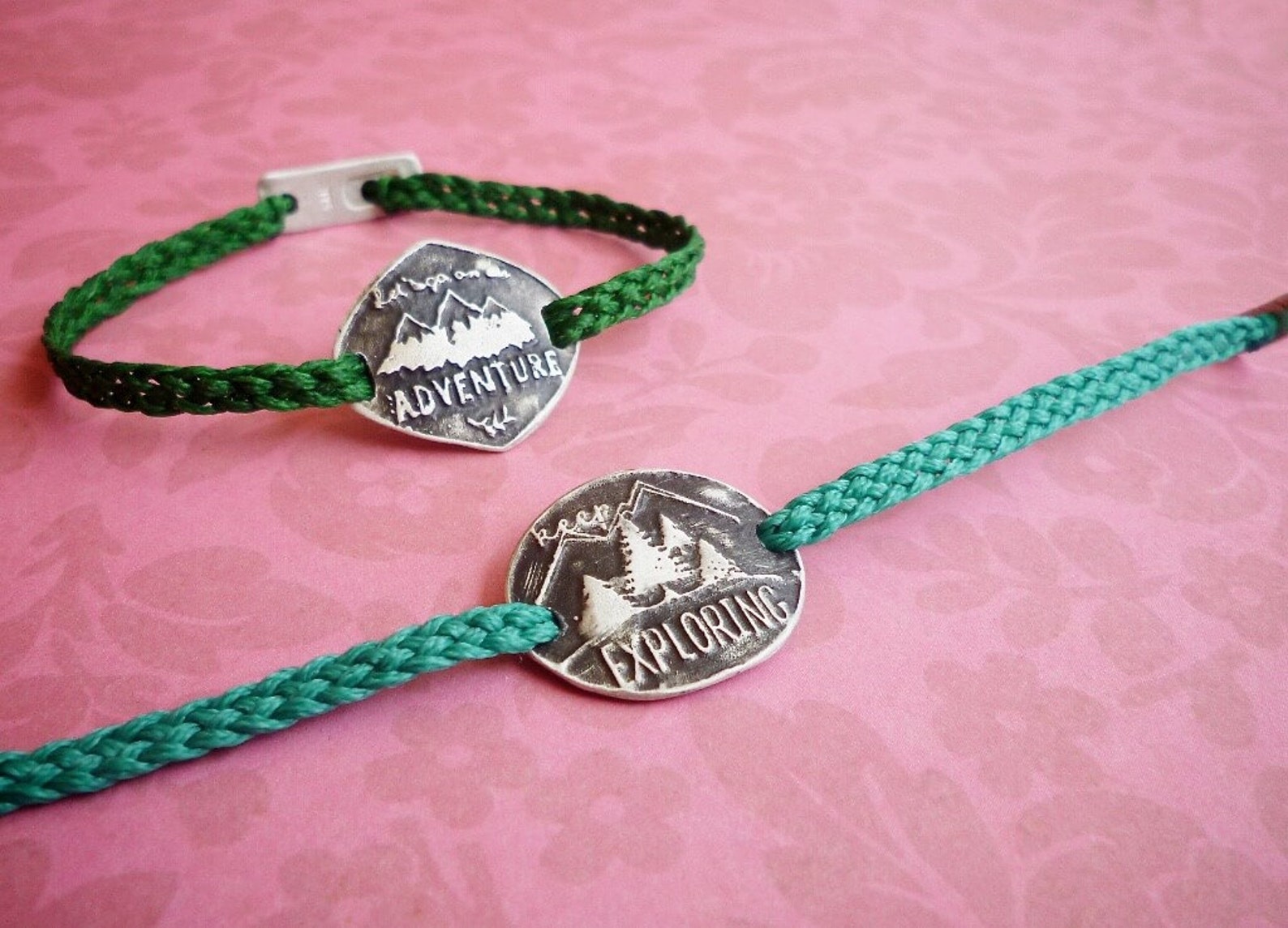 Sterling Silver "keep Exploring" Bracelet - Handmade Hiker's Bracelet ...